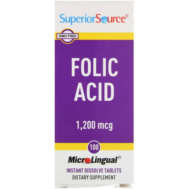 Superior Source Folic Acid Vitamin (B9) 1200 mcg, Under the Tongue ...