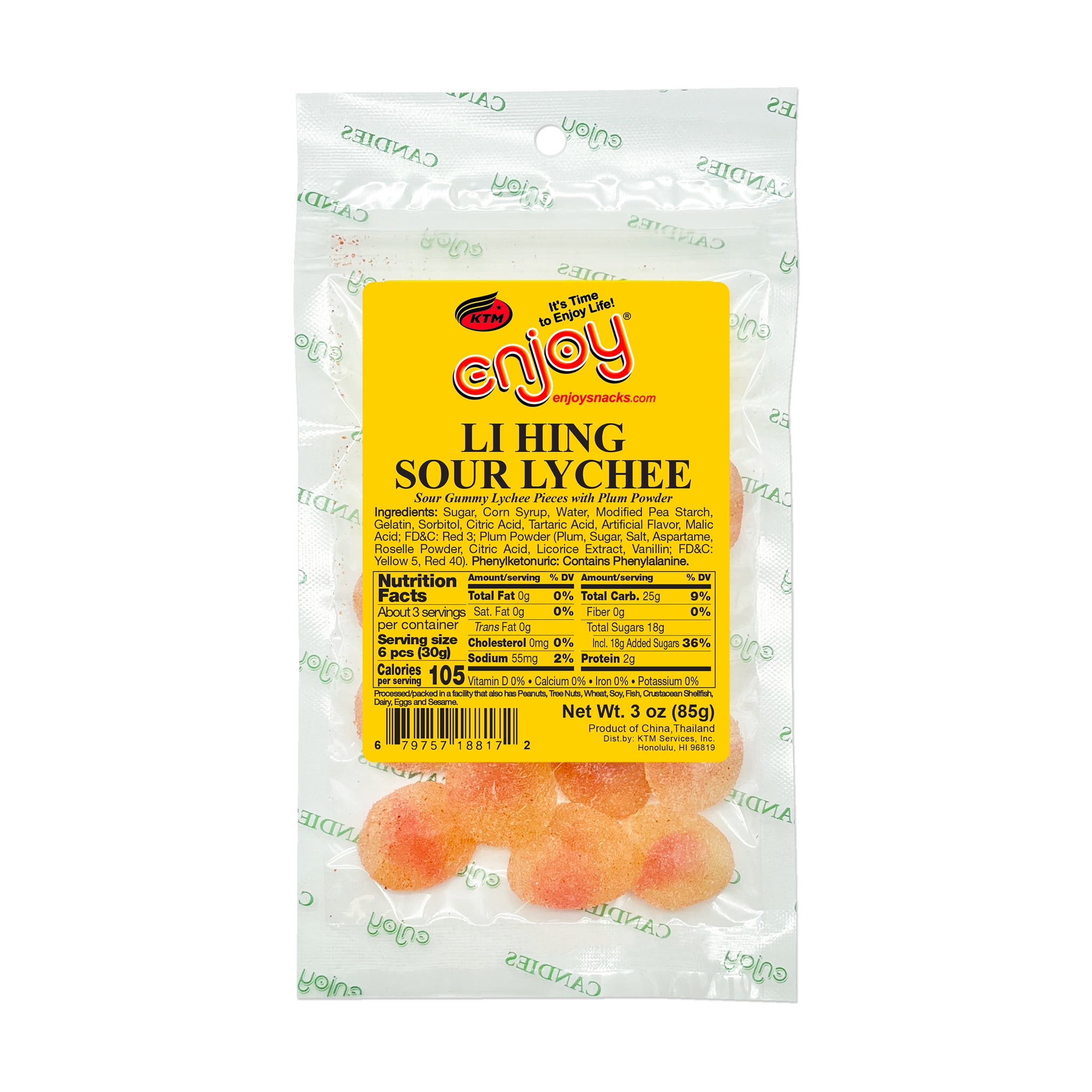 Enjoy Li Hing Sour Lychee, 3 oz - Walmart.com