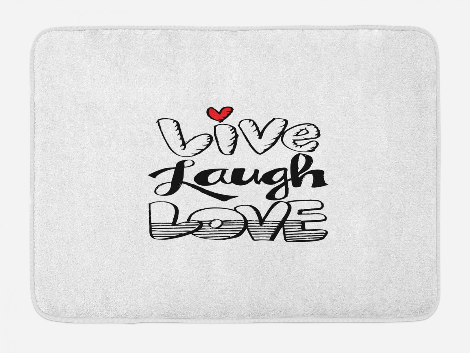 Live Laugh Love Bath Mat, Vintage Hand Drawn Quote with Different Style ...