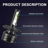 H6024 Head Light Glass Housing Lamp Classic Chrome 7" Round LED ...