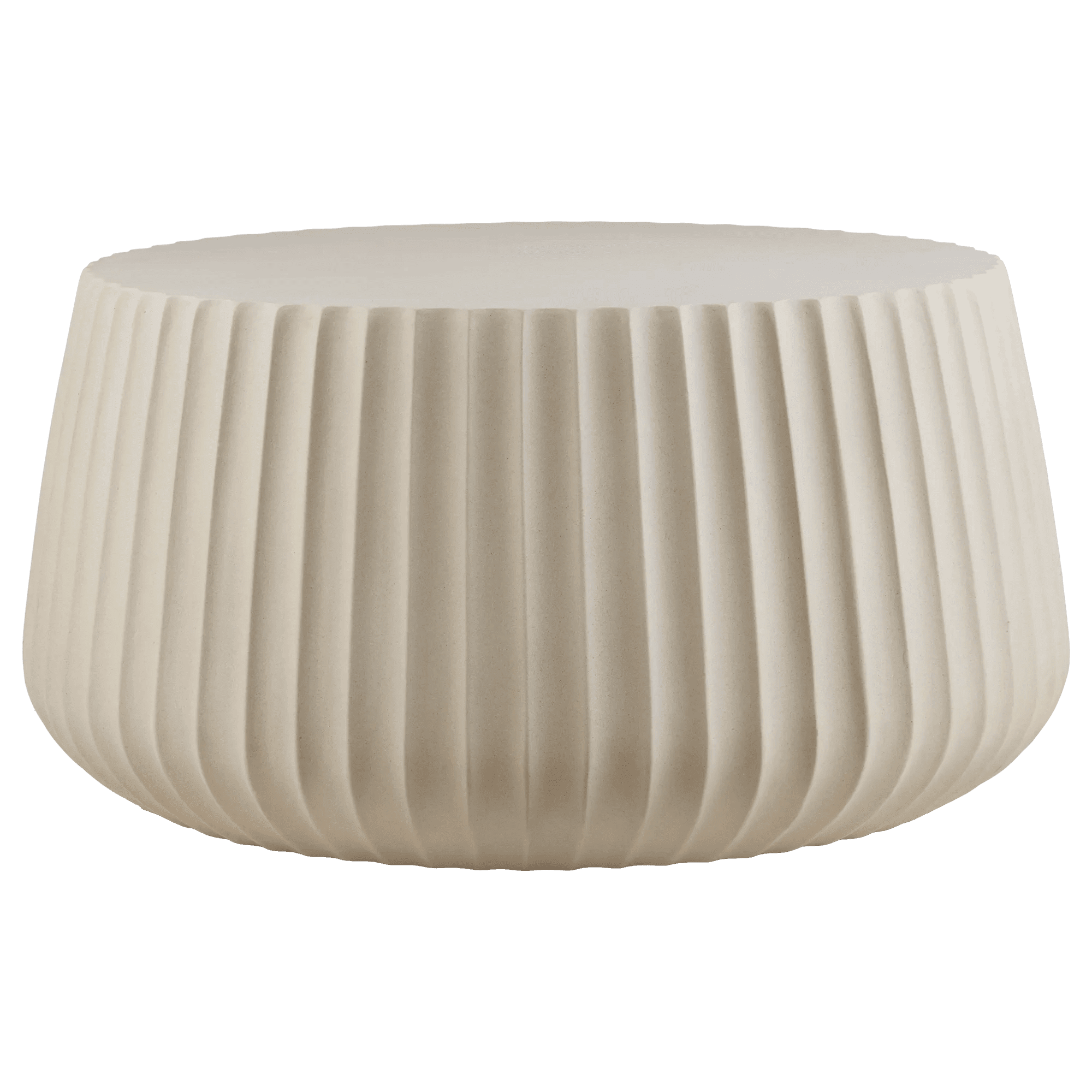 Click here for Bouclair Outdoor White Grooved Round Coffee Table prices