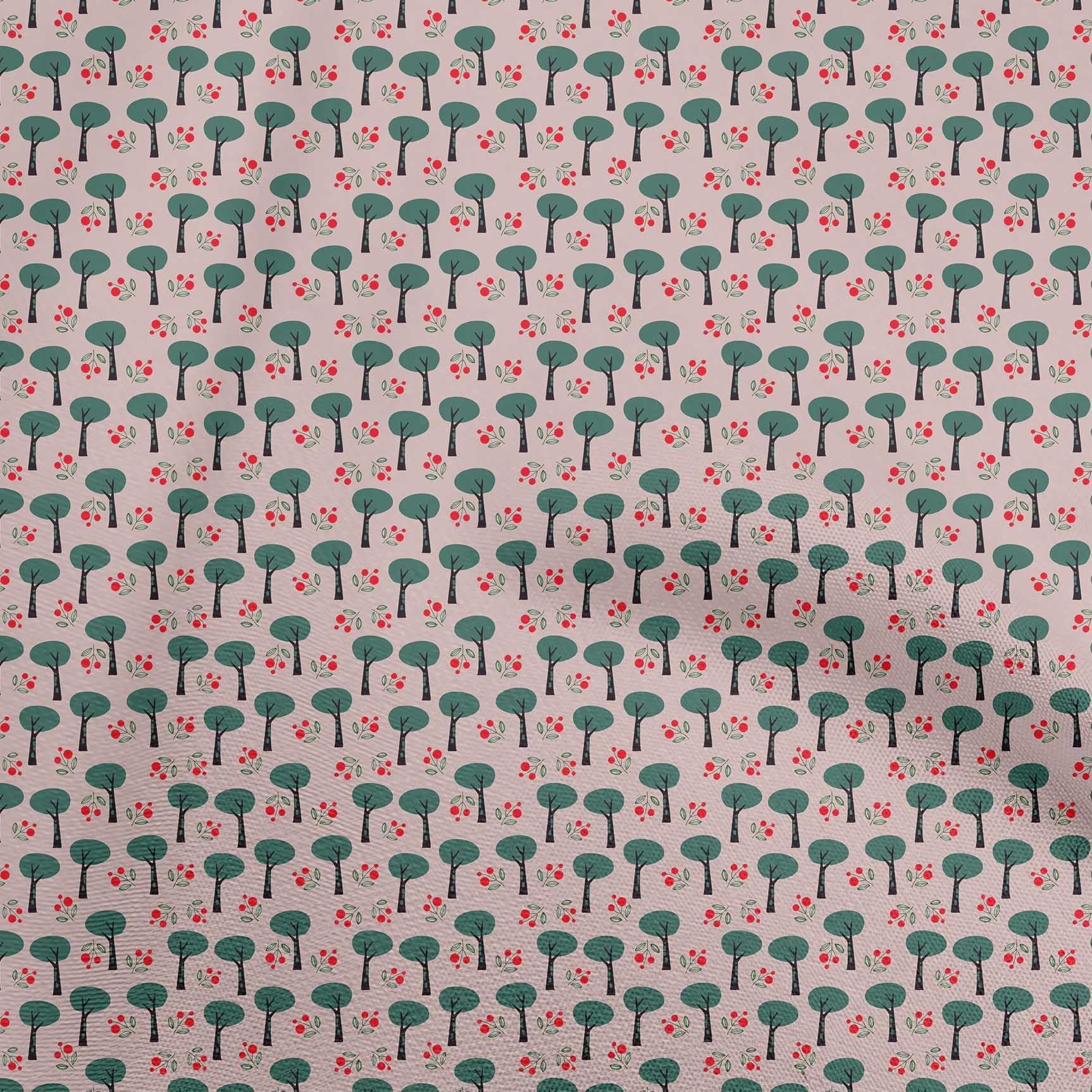 oneOone Cotton Cambric Teal Green Fabric Tree Fabric For Sewing Printed ...