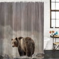 Bear Shower Curtain for Bathroom, Farmhouse Rustic Animals Wooden ...