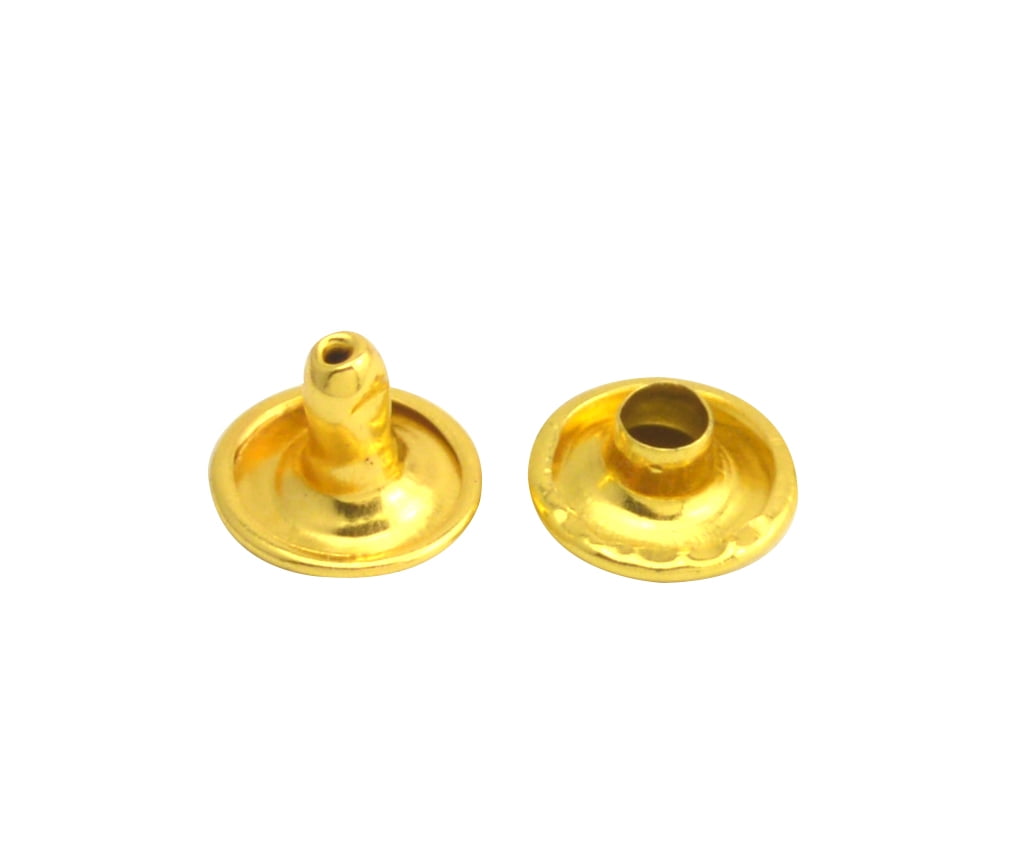 Fenggtonqii Golden Double Cap Leather Rivets Tubular Metal Studs Cap ...