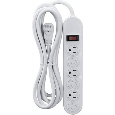 Uninex Black Flat Right Angle Plug 6 AC Outlet 12 Foot 14/3 AWG ABS ...