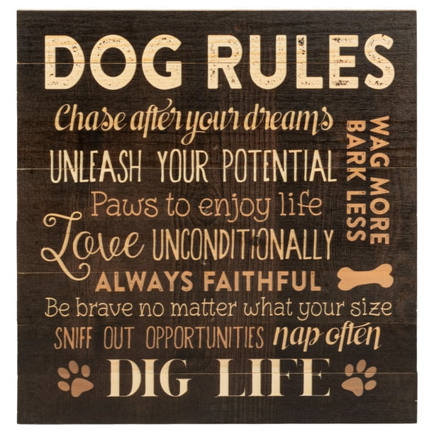 Dog Rules Paw Prints 12 x 12 Wood Pallet Design Wall Art Sign Plaque ...