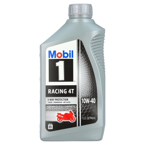 Mobil 1 Racing 4T Full Synthetic Motorcycle Oil 10W-40, 1 qt - Walmart.com