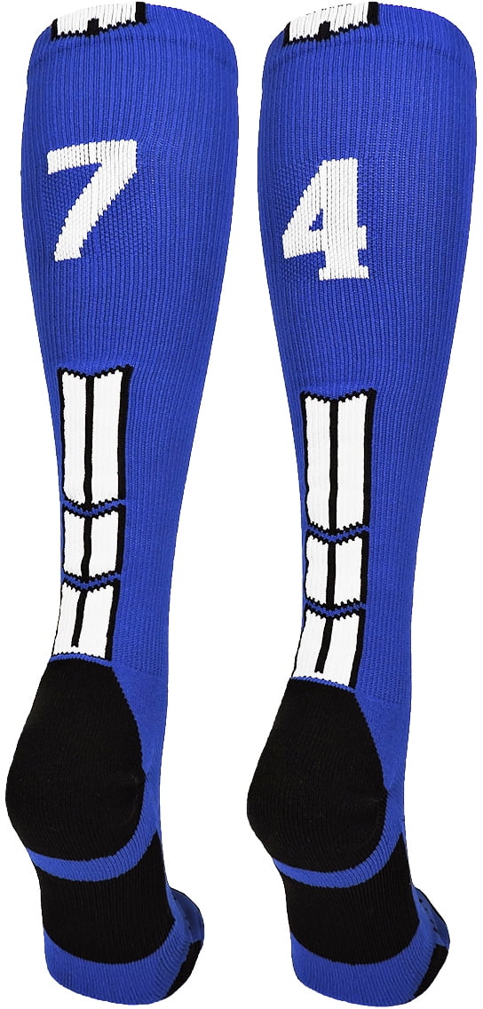 Royal/White Player Id Over the Calf Number Socks (#74, Large) - Walmart.com