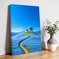 Blue Cottage Canvas Wall Art for Living Room, Blue Tree Blue Field Path ...