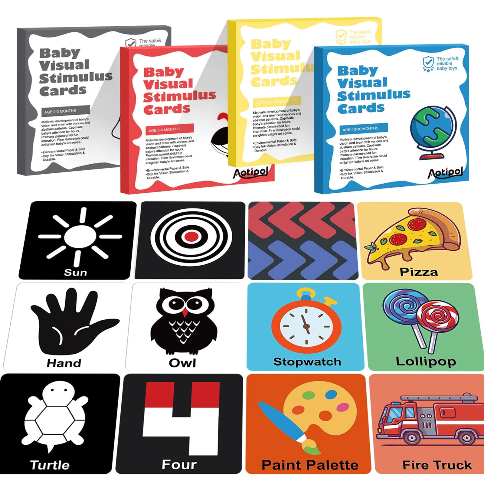 Baby Flash Cards with Word Association for 0-6-12-36 Months, 80 Pcs ...