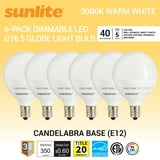 Sunlite LED G16.5 Bulb, 5W (40W Eq.), E12 Base, Dimmable, Frost, 3000K Warm, 6-Pack - Walmart.com