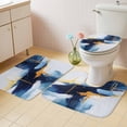 Abstract Color Block Bathroom Rugs Set Blue Block Modern Style Gradient ...