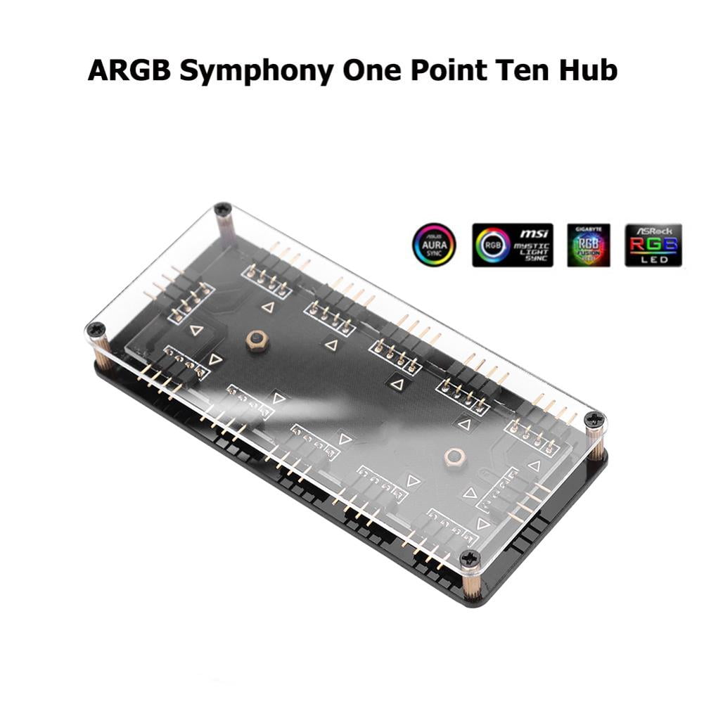 12V 4Pin 1 To 10 RGB Fan HUB PC LED Strip Light Cooler Splitter for ...