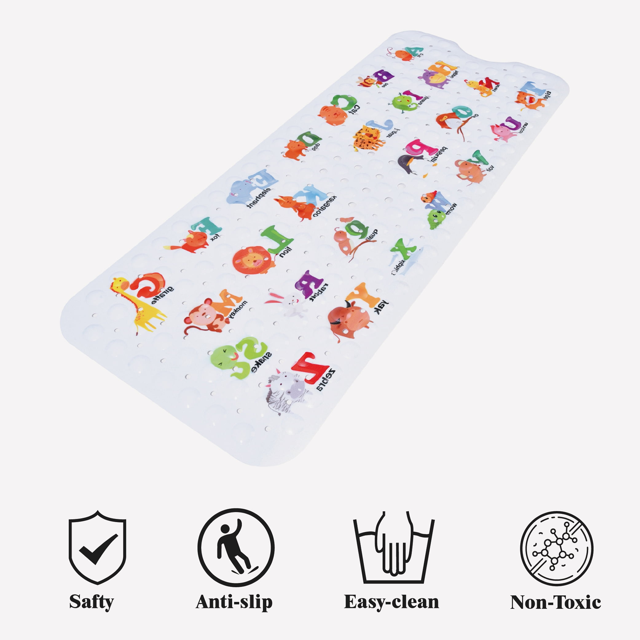 Secopad Kids Bath Mat for Tub Non Slip, 40 X 16 Inch Large Animal ...