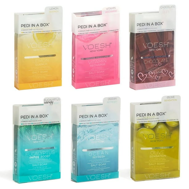 Voesh Pedi In a Box Deluxe 4 Step Pedicure kit - Mix Of 6 Scents ...