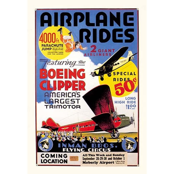 Airplane Rides: Inman Bros. Flying Circus Museum quality giclee print ...