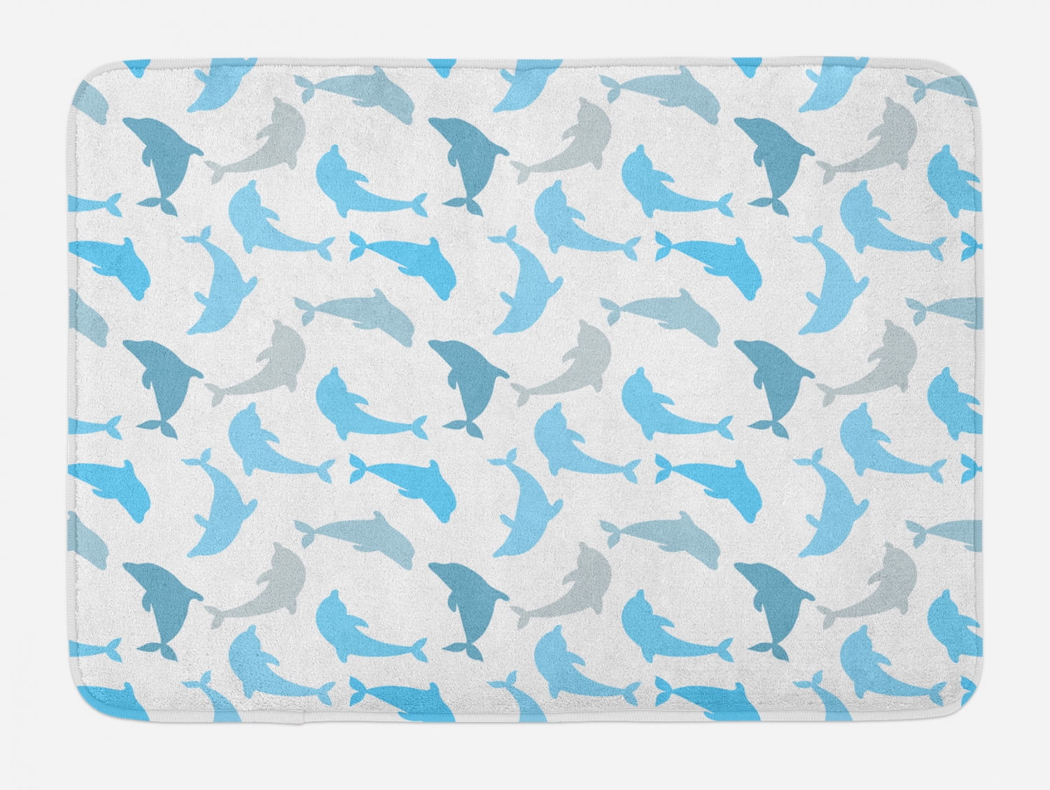 Sea Animals Bath Mat, Dolphin Fish Figures Underwater Ocean Marine ...