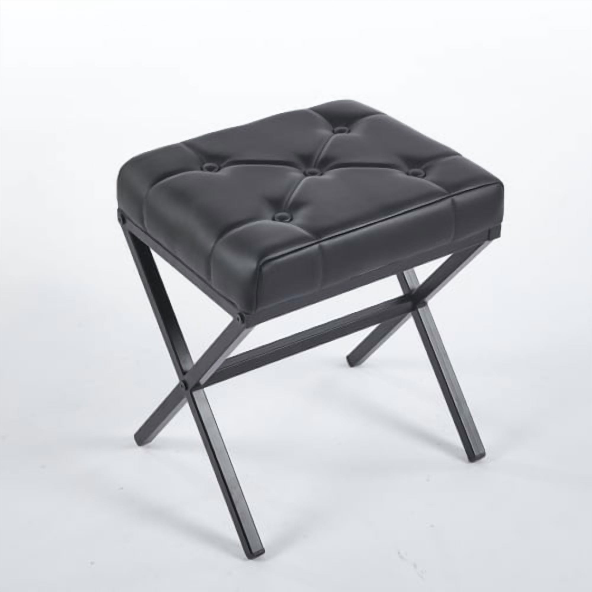 Click here for Taoruifang Black Leather Stool With Tufted Seat &... prices