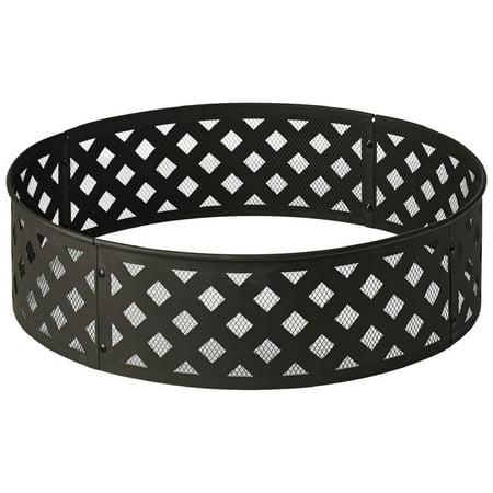 Hampton Bay 30 in. Steel Fire Ring with Lattice Pattern in Black ...