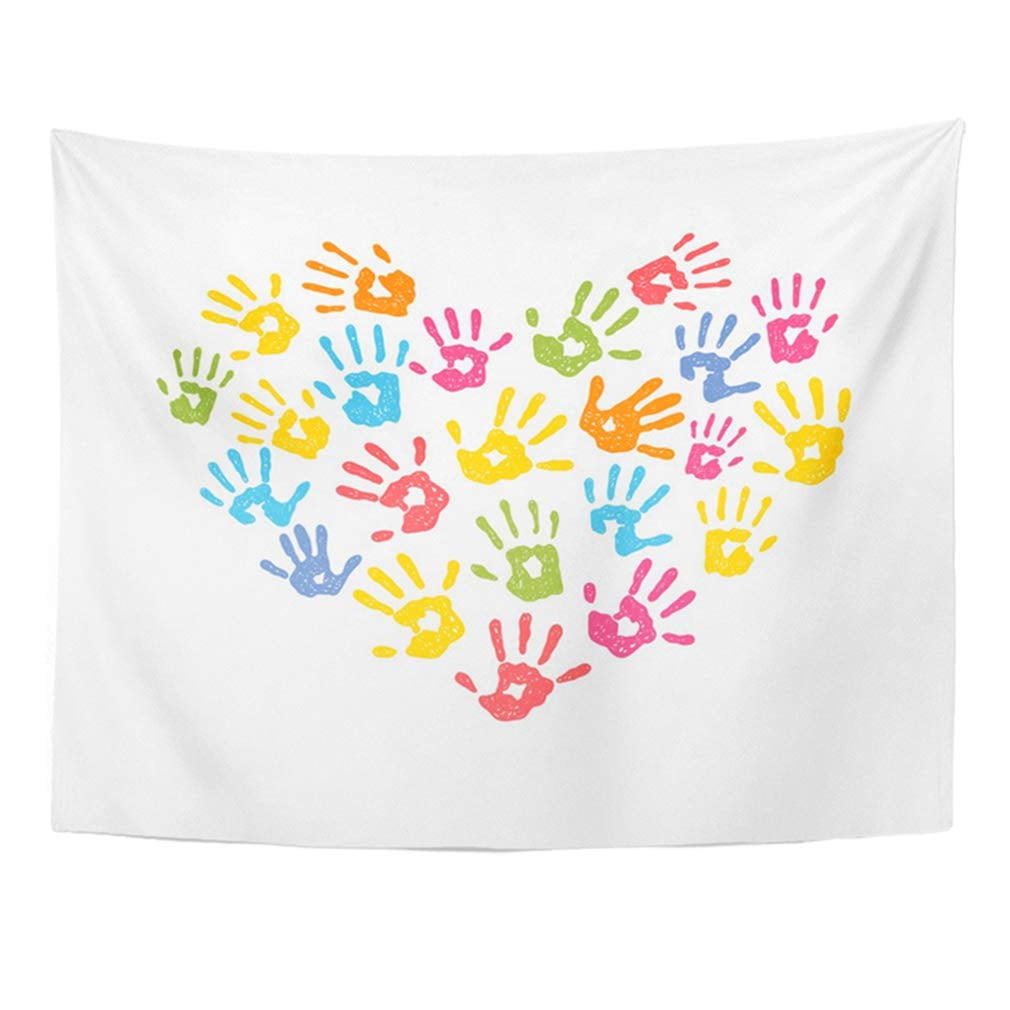 ZEALGNED Color Colorful Children Hand Heart Handprint Kid Child Doodle ...