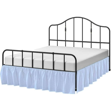 Ruffled Bed Skirt Queen Size With Split Corner-Sky Blue Dust Ruffle-21 ...