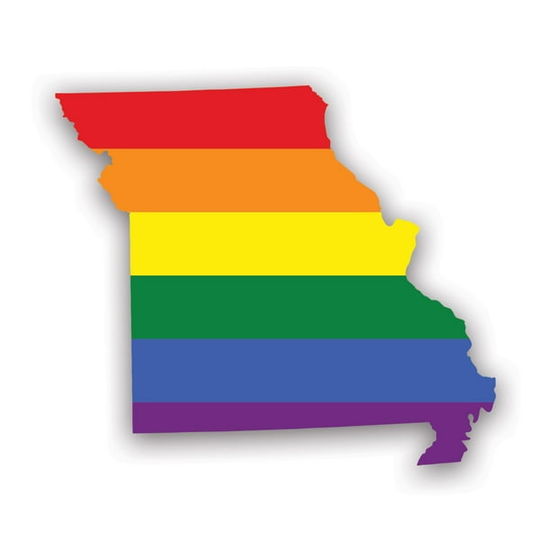 Missouri State Shaped Gay Pride Rainbow Flag Sticker Decal Self
