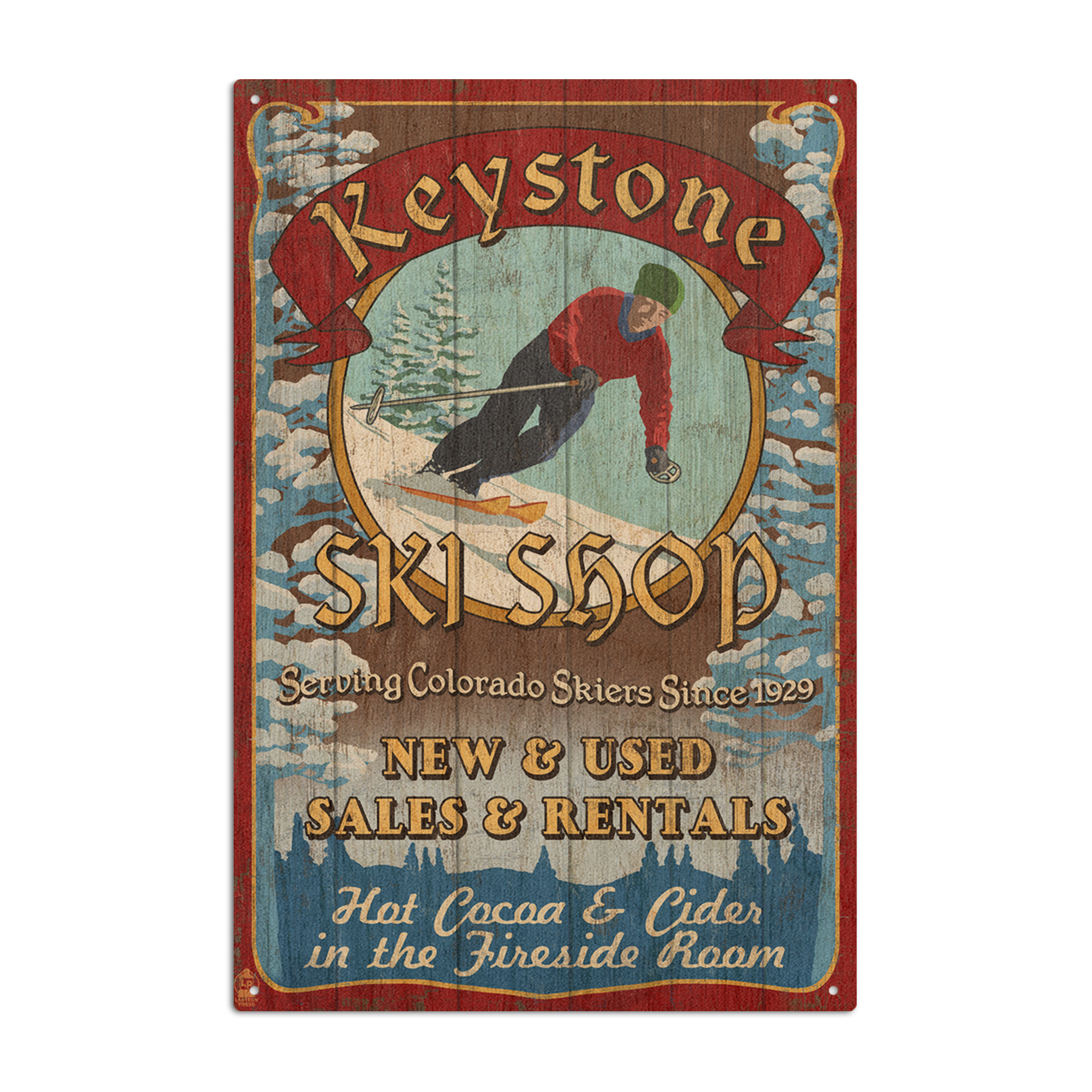 Keystone, Colorado, Ski Shop Vintage Sign Birch Wood Wall Sign (6x9 ...