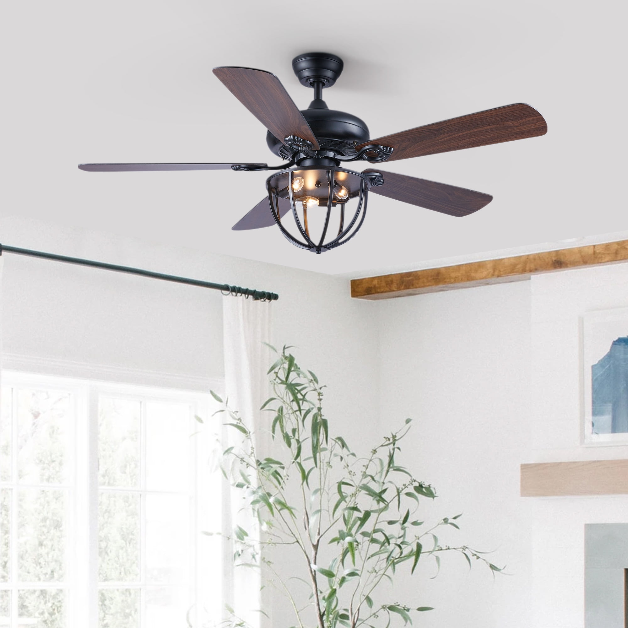 52" Ceiling Fan with Remote Control for 3 Candelabra Bulbs with 62W ...
