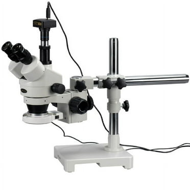 AmScope 3.5X-90X Trinocular Fiber Optic Boom Stereo Microscope with ...