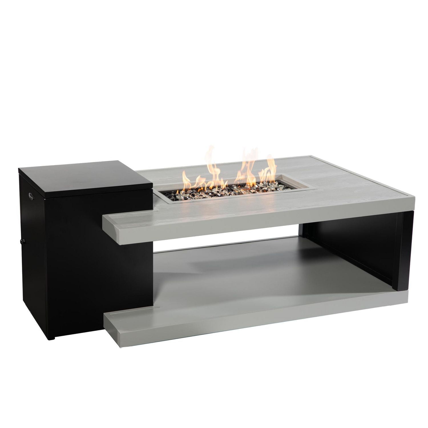 Dray Aluminum Convertible Fire Table, Rectangular, Black and Grey ...