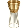 Metal Planter Stand with Pot - Decorative Gold Plant Stand Holder ...