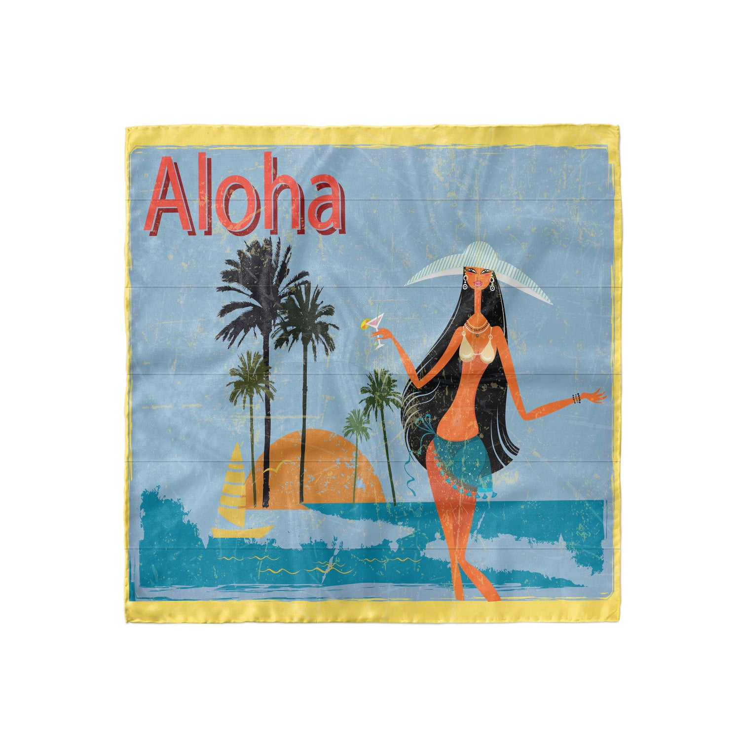 Aloha Head Scarf, Brunette Hair Hawaiian Lady, Head Wrap, 3 Sizes, by ...