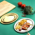 Ikeay Dinner Plate, Stainless Steel Oval Plate Steamed Fish Plate Gold ...