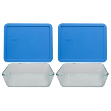 Pyrex 7211 6-Cup Rectangle Glass Food Storage Dish and 7211-PC 6-Cup ...