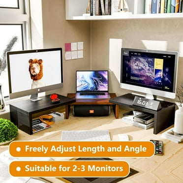 FITUEYES 3 Shelf Monitor Stand Riser with Adjustable Length and Angle ...