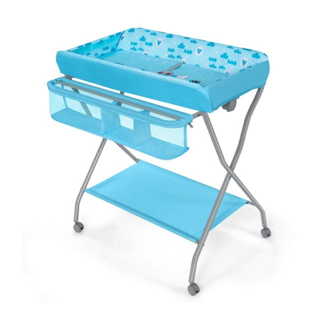 Blue Folding Wide Nursery Baby Diaper Changing Table - Walmart.com