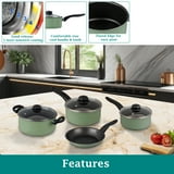 Mainstays Nonstick Aluminum 7-Piece Cookware Set Green Sage Dishwasher ...