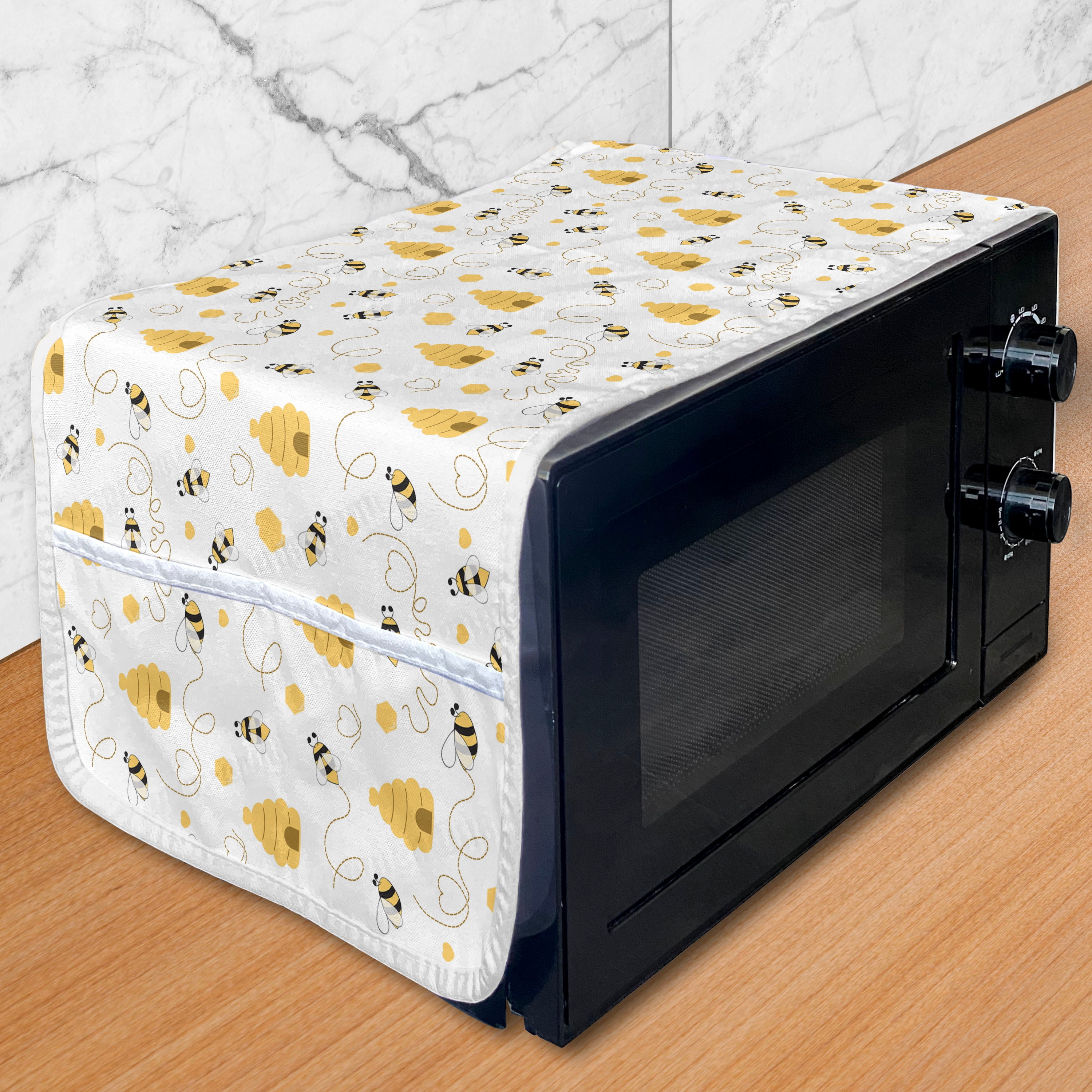 Bee Microwave Oven Cover, Pattern of Flying Bugs Forming Heart Shapes ...