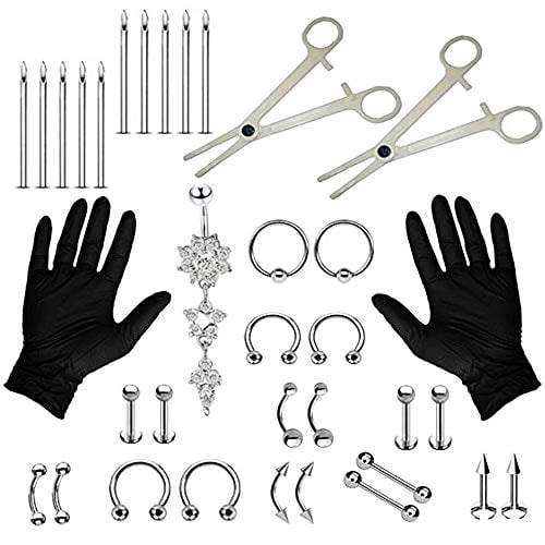 Belly Button Piercing Needle And Clamp