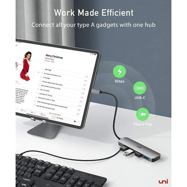 uni Hub USB C a USB 4 puertos, adaptador USB tipo C a USB de aluminio | Bodega Aurrera en línea