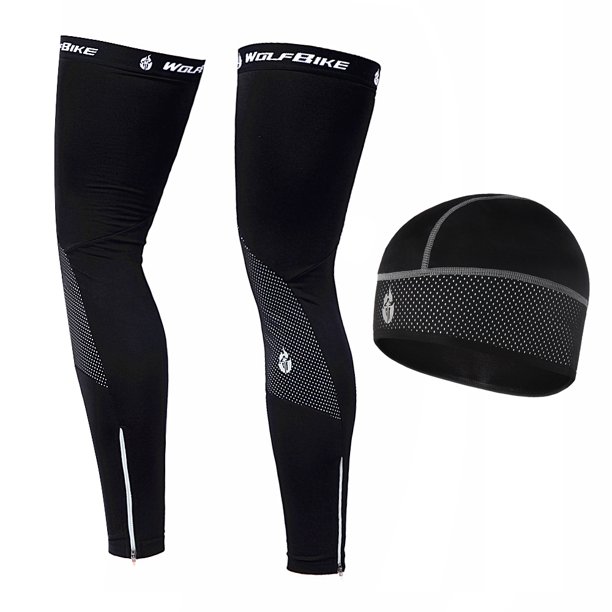Windproof Warm Cycling Cap and Leg Warmers Set Outdoor Sports Running ...