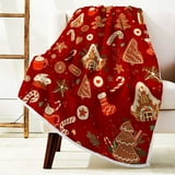 Red Christmas Gingerbread Man Throw Blanket, Winter Cute Star ...