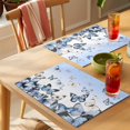 Blue White Butterflies Cotton Linen Placemats Set of 8, Pastoral Style ...