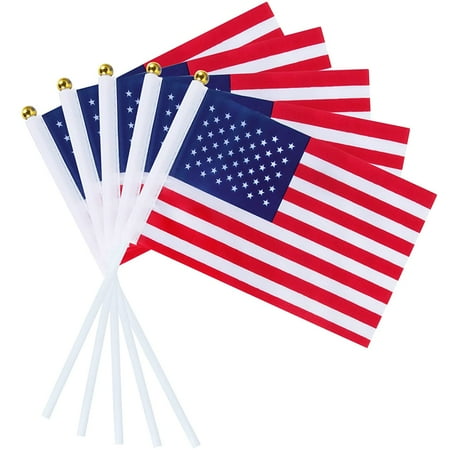 12 Pcs Small American Flags on Stick, 8 x 12 inch Hand Held Mini ...