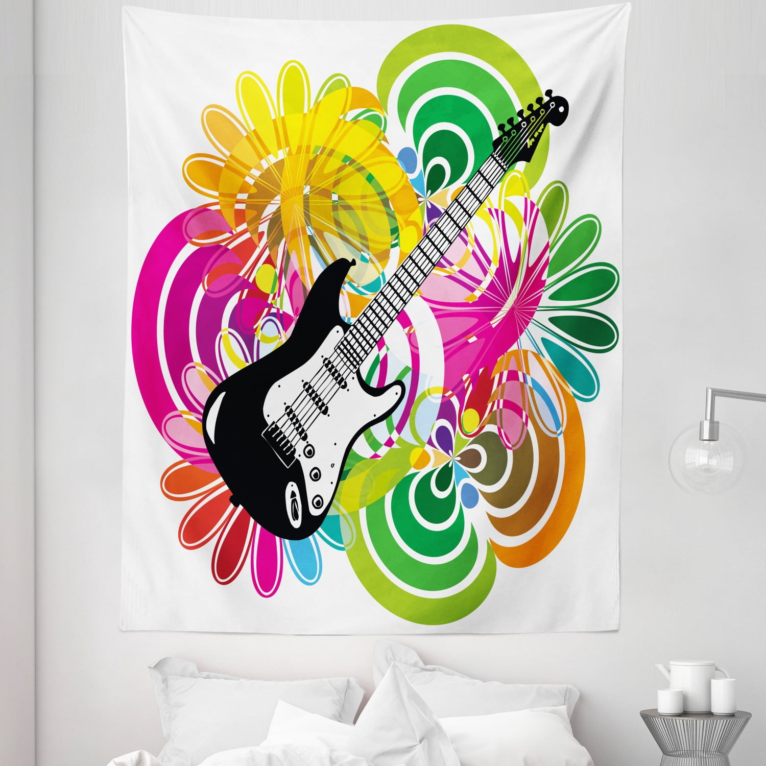 Popstar Party Tapestry, Hawaiian Abstract Composition Colorful Leaves ...