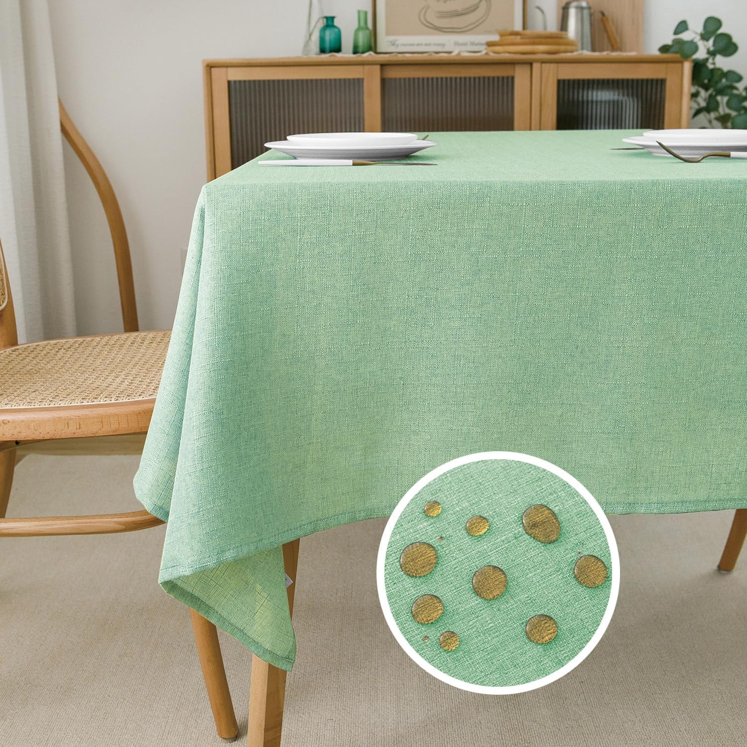 Click here for Unbranded Nlmuvw Light Green Linen Tablecloth 120... prices