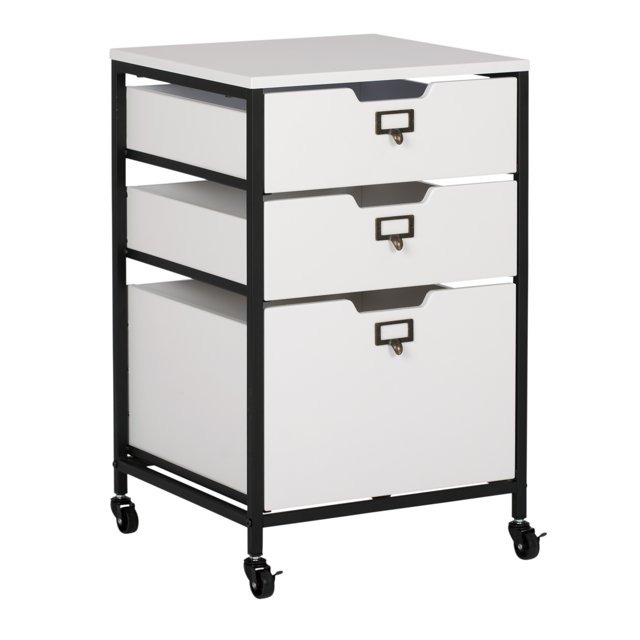Sew Ready Charcoal/White 27" H 3-Drawer Mobile Storage Organizer Cart ...