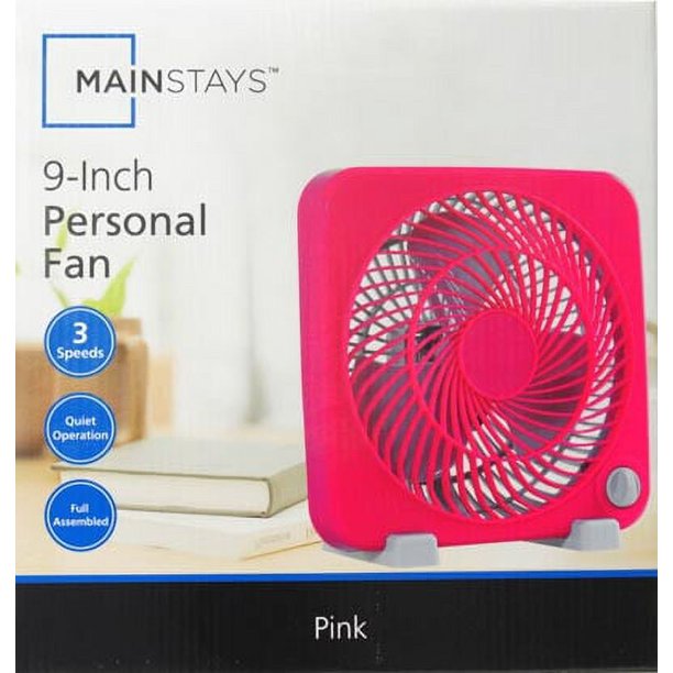 Mainstays 9" Personal Box Fan-Pink - Walmart Business Supplies
