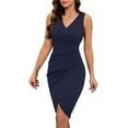 Wyxsh Womens Bodycon Dresses Sexy V Neck Sleeveless Asymmetrical Wrap