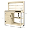 Wooden Potting Bench with Storage, Outdoor Garden Workstation, Sink ...